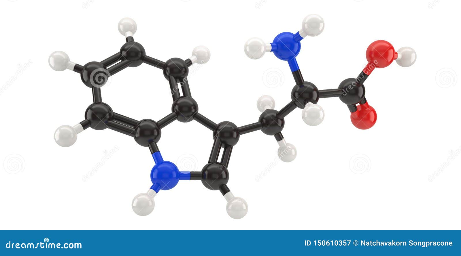 Tryptophan Molecule Structure 3d Illustration with Clipping Path Stock ...
