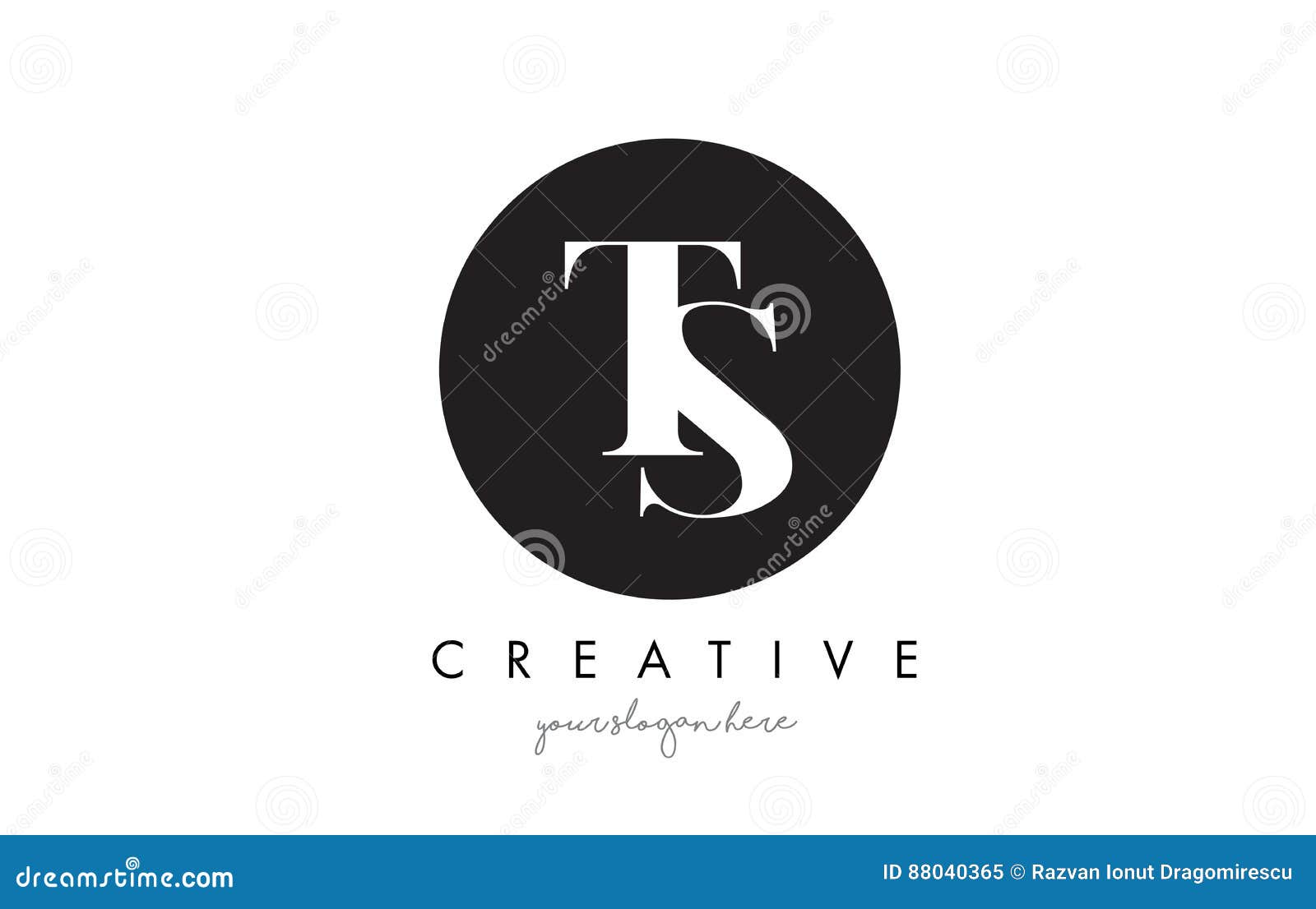 TS Letter Logo Design with Black Circle and Serif Font. Stock Vector ...