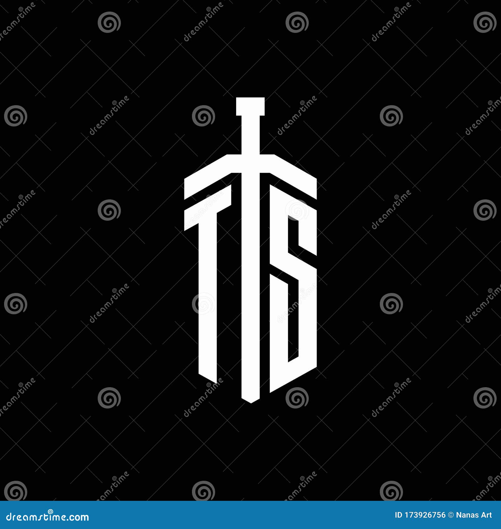 TS Logo Monogram with Sword Element Ribbon Design Template Stock Vector ...