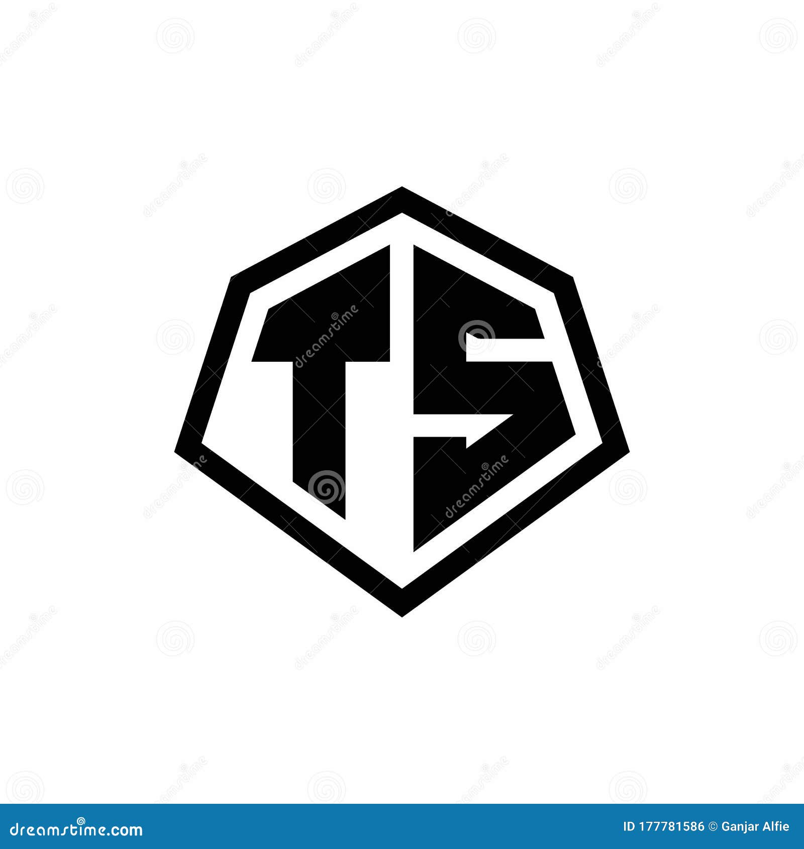 TS Monogram Logo with Hexagon Shape and Line Rounded Style Design ...