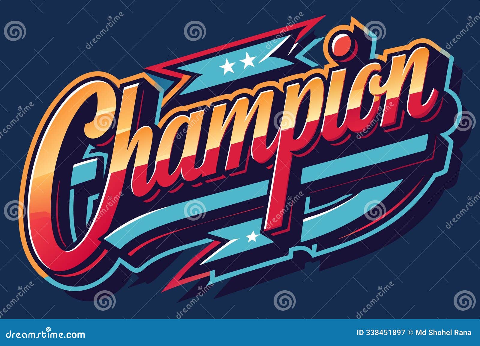 Tshirt Design Word Champion Vector Illustrations Stock Illustration ...