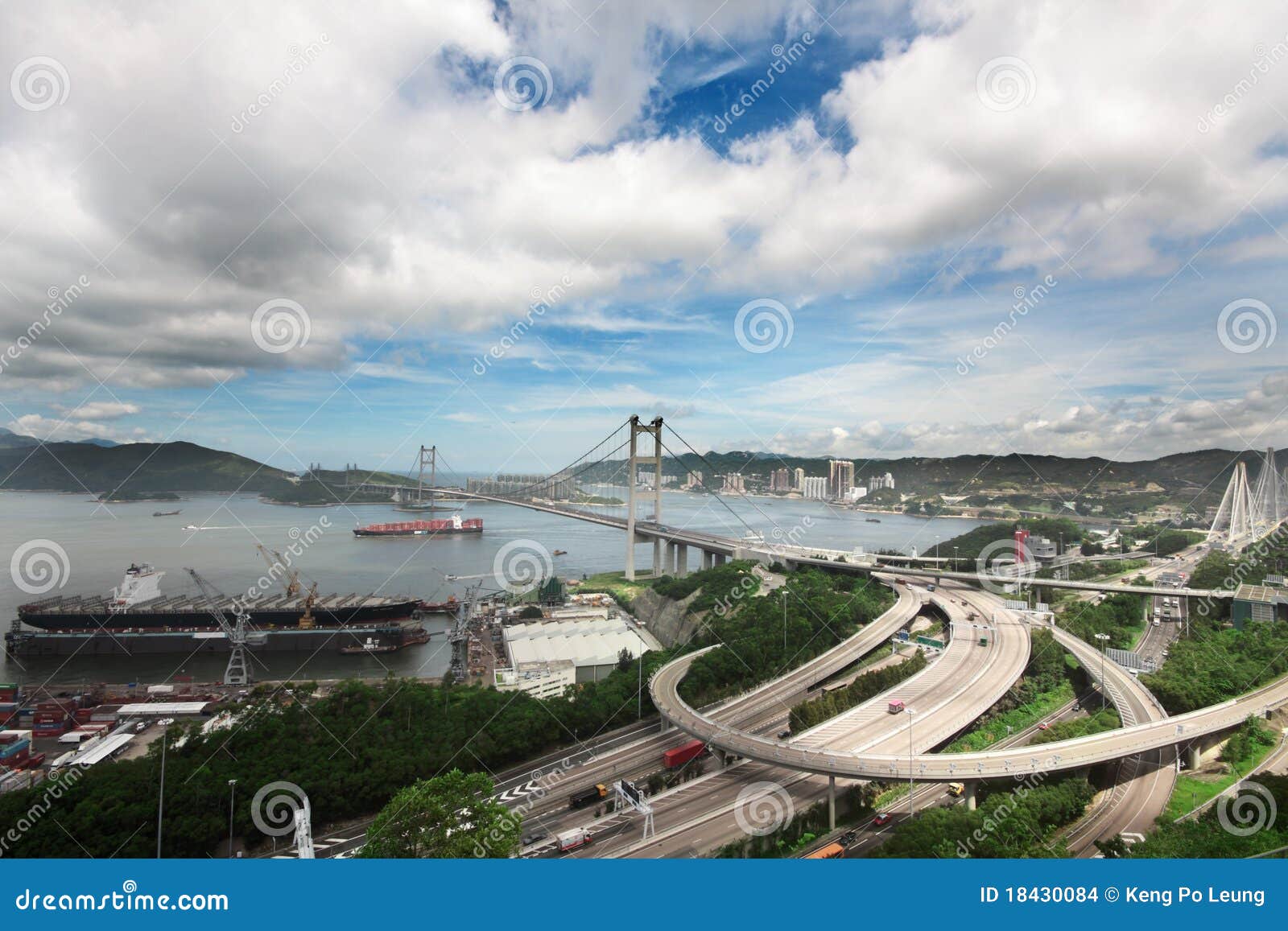 Tsing Ma Bridge stock photo. Image of dynamic, city, road - 18430084