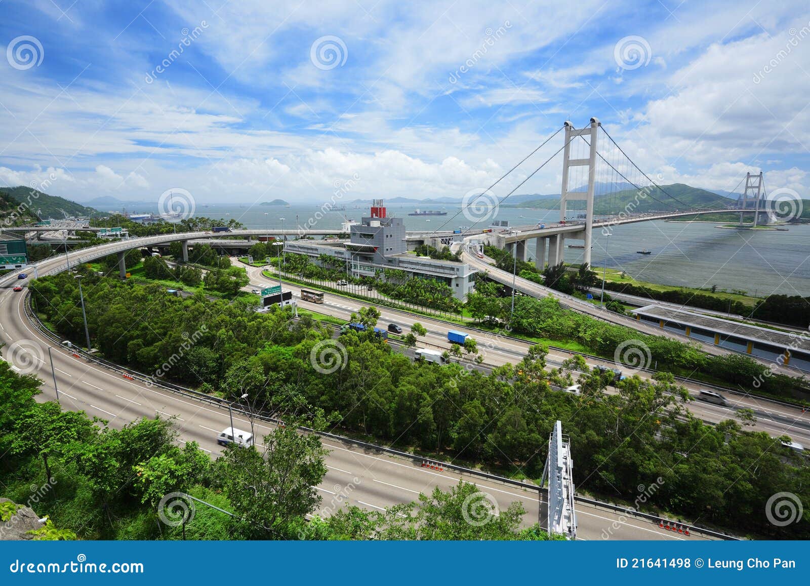 Tsing Ma Bridge stock photo. Image of night, business - 21641498