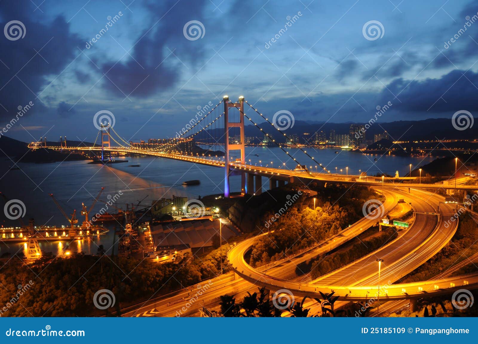 Tsing Ma Bridge stock image. Image of islands, ends, traffic - 25185109