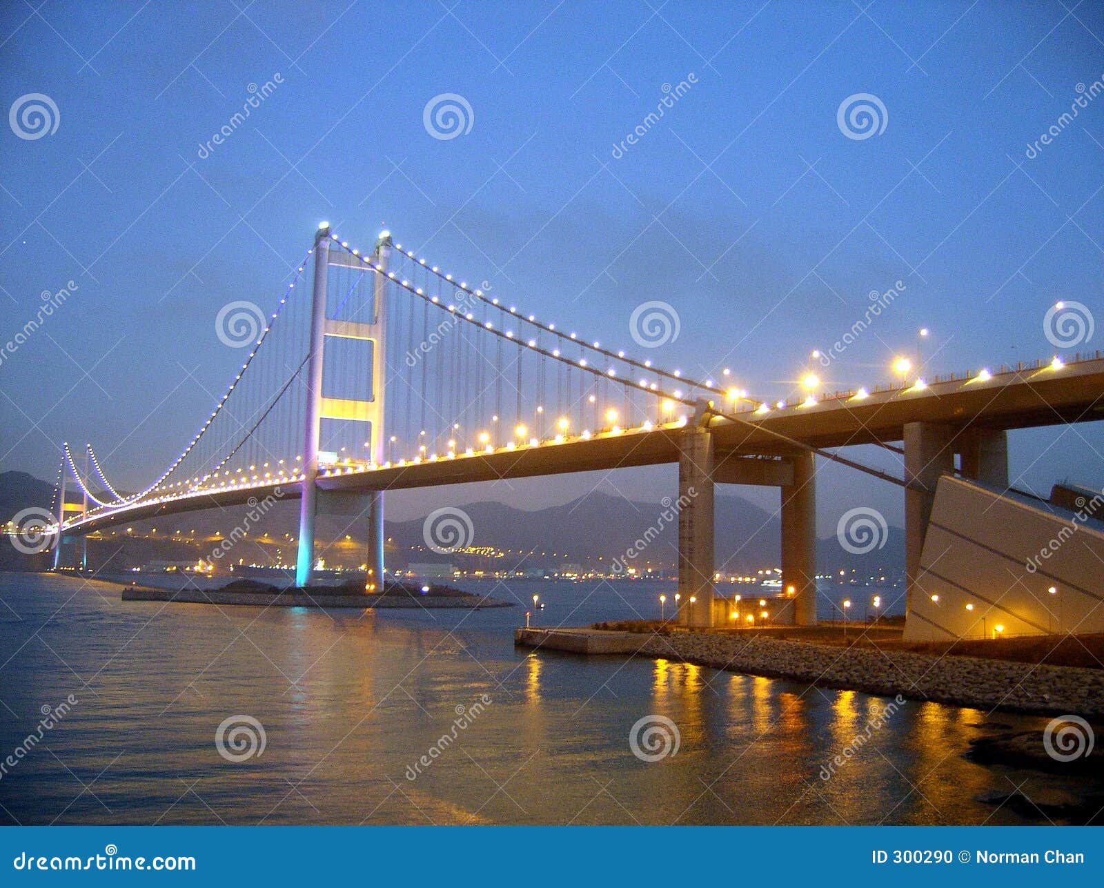 Tsing ma bridge stock photo. Image of scene, long, night - 300290