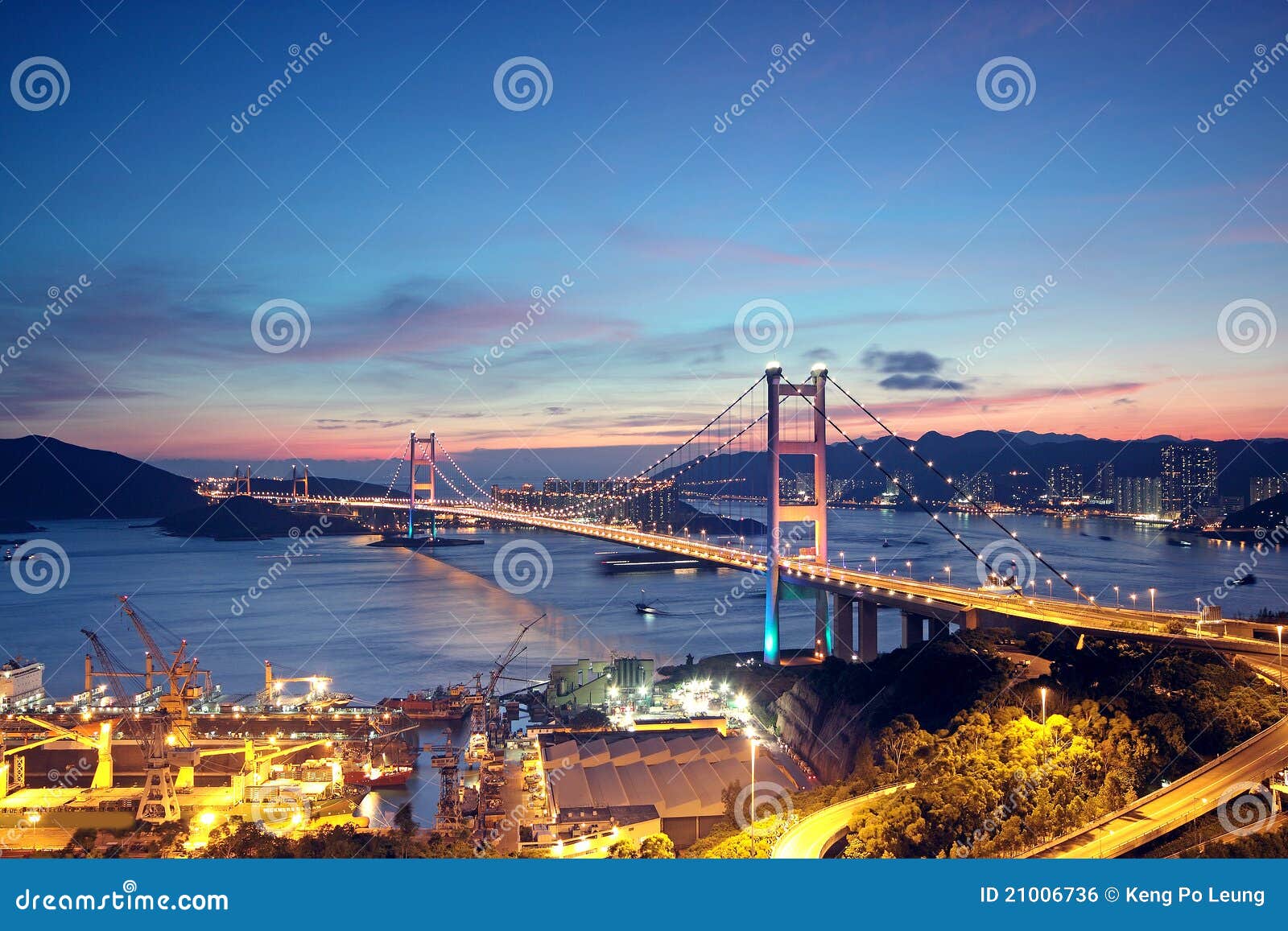 Tsing Ma Bridge in Hong Kong. Stock Photo - Image of movement, highway ...