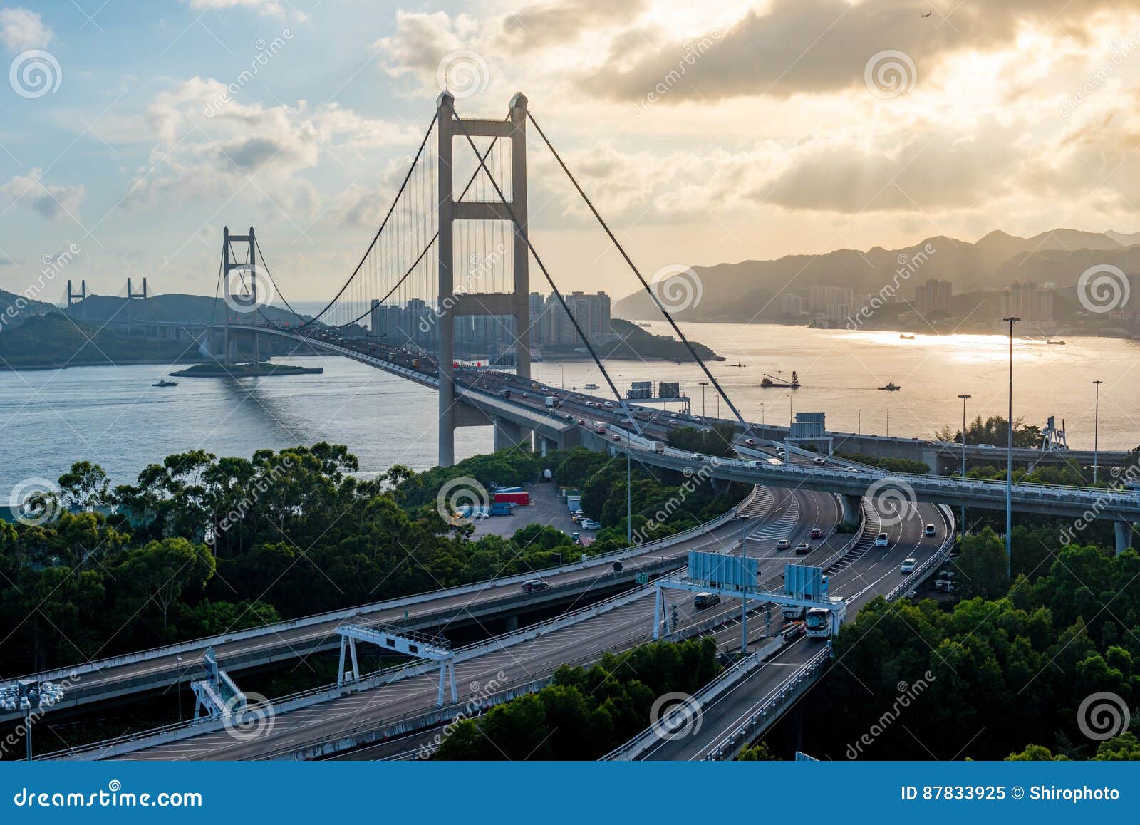 Tsing Ma Bridge in Hong Kong Stock Image - Image of ocean, freeway ...