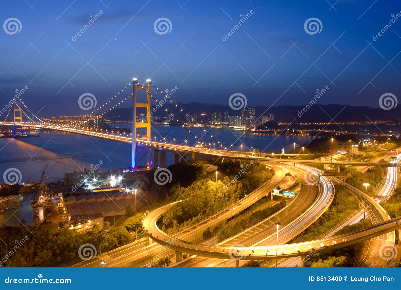 Tsing Ma Bridge night view stock photo. Image of bridge - 8813400
