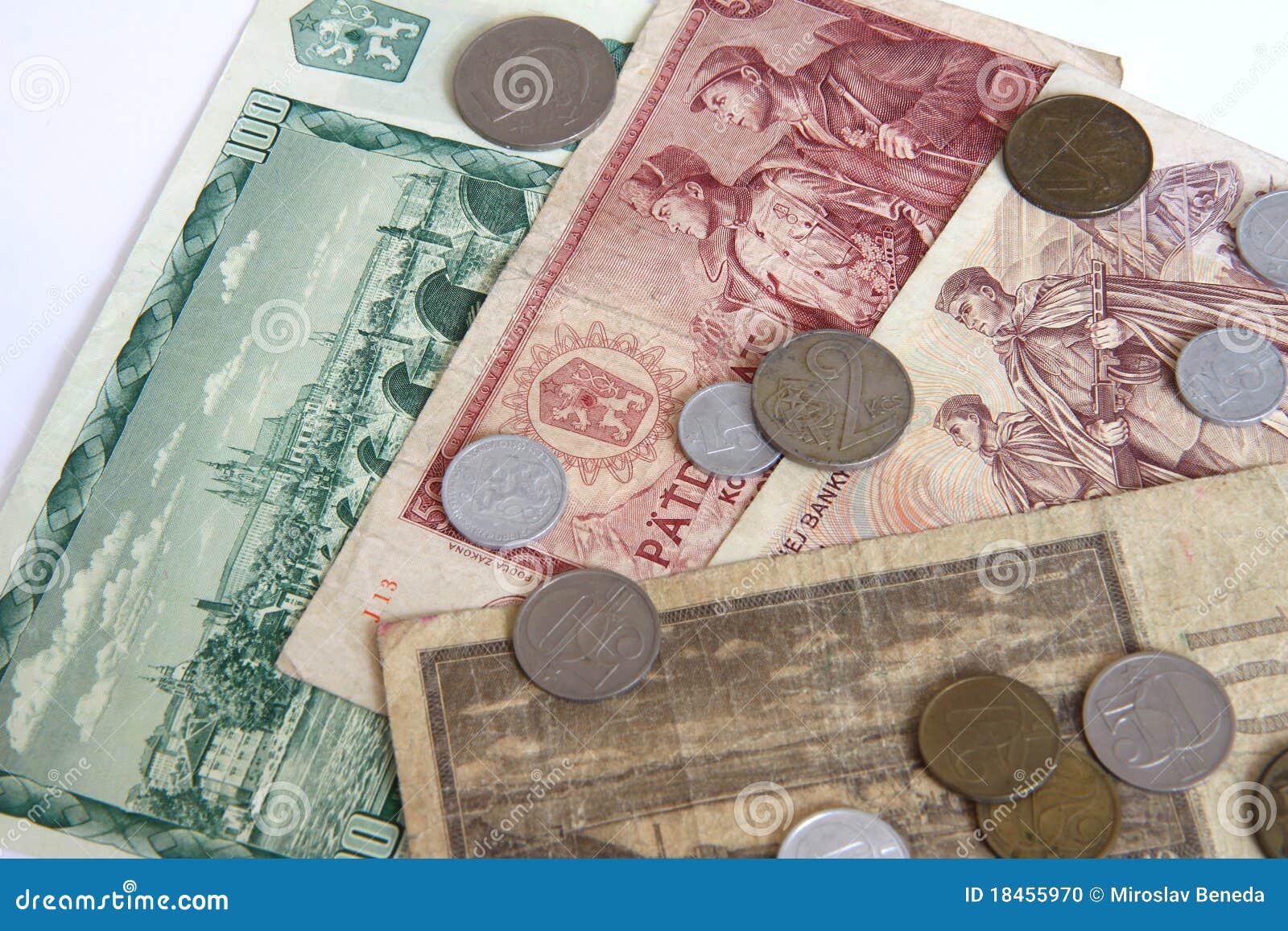 Tsjechisch oud geld stock foto. Image of bonus, achtergrond - 18455970