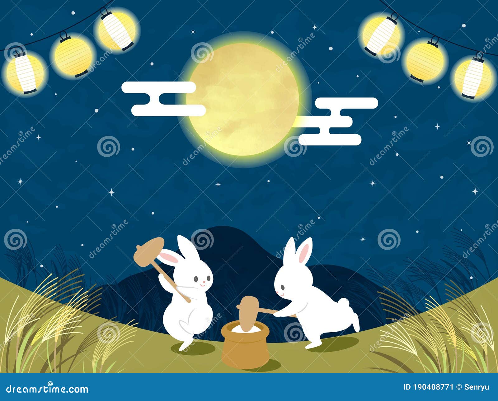 Tsukimi illustration stock vector. Illustration of tsukimi - 190408771