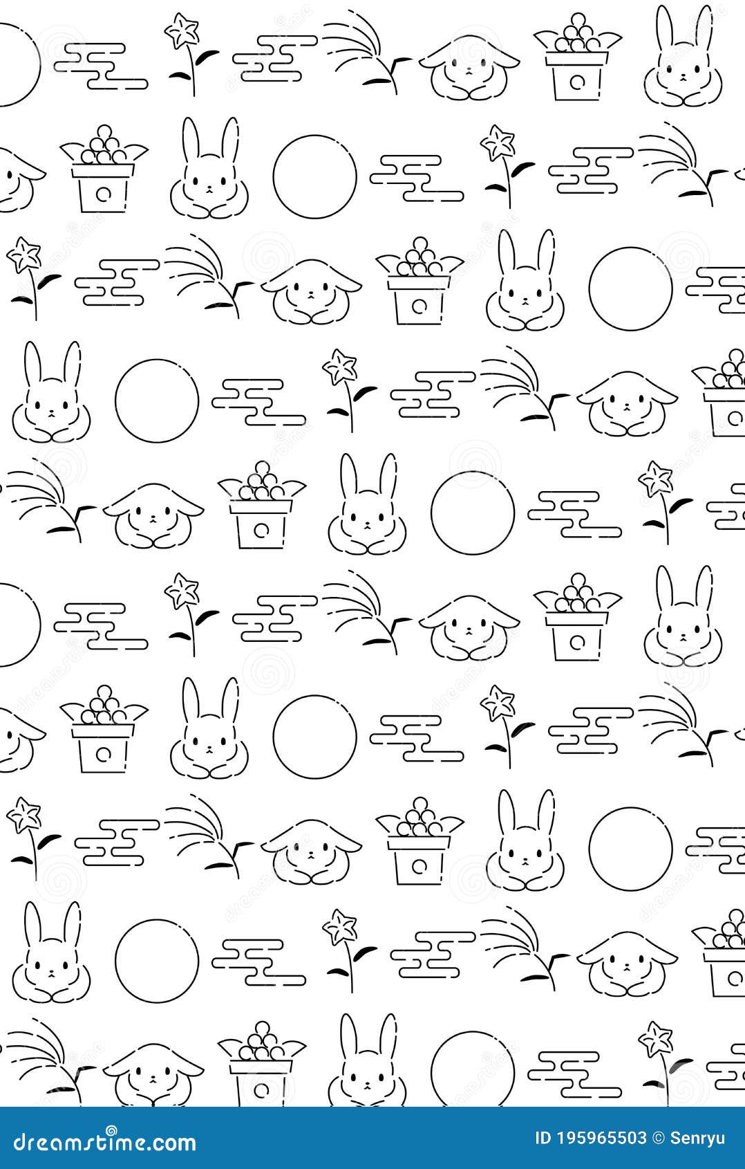 Tsukimi pattern background stock vector. Illustration of design - 195965503