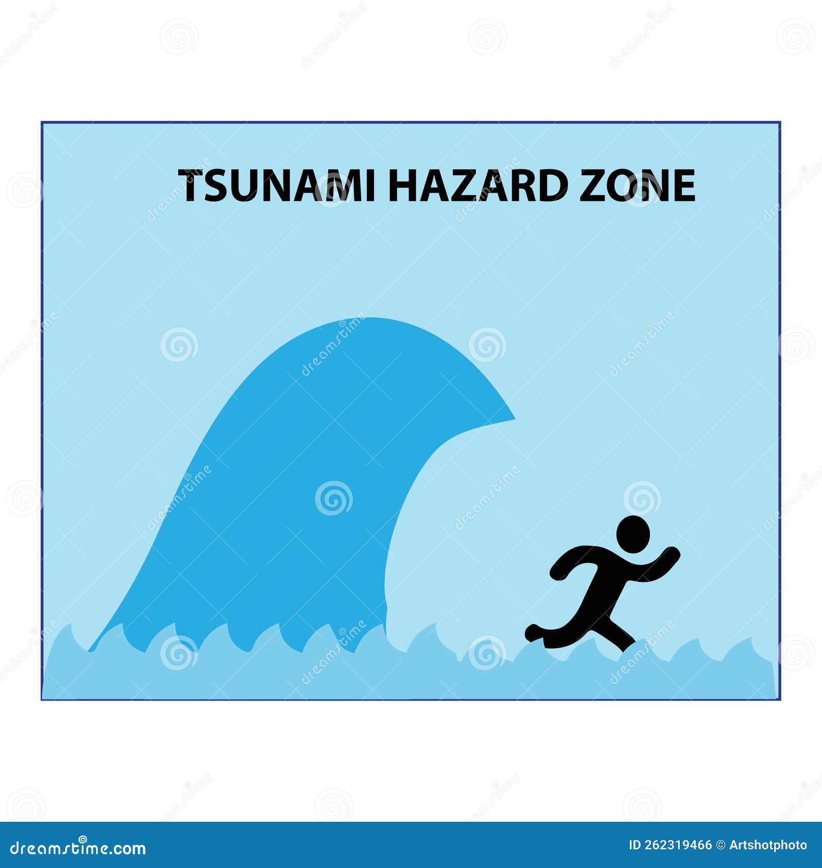 Tsunami Running On Tropical Resort Town 2D Cartoon Objects Vector ...
