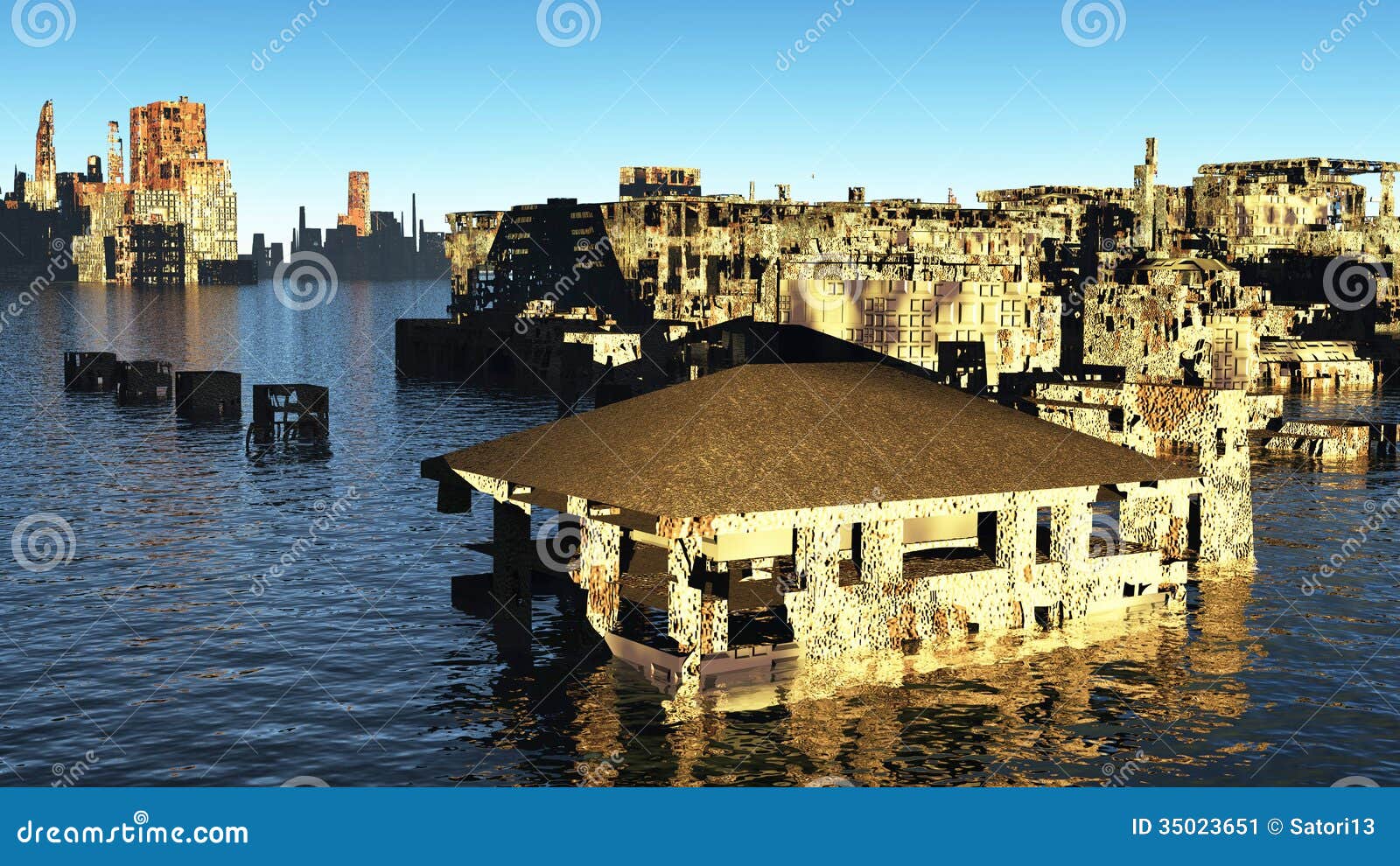 Tsunami devastated city stock image. Image of tragedy - 35023651