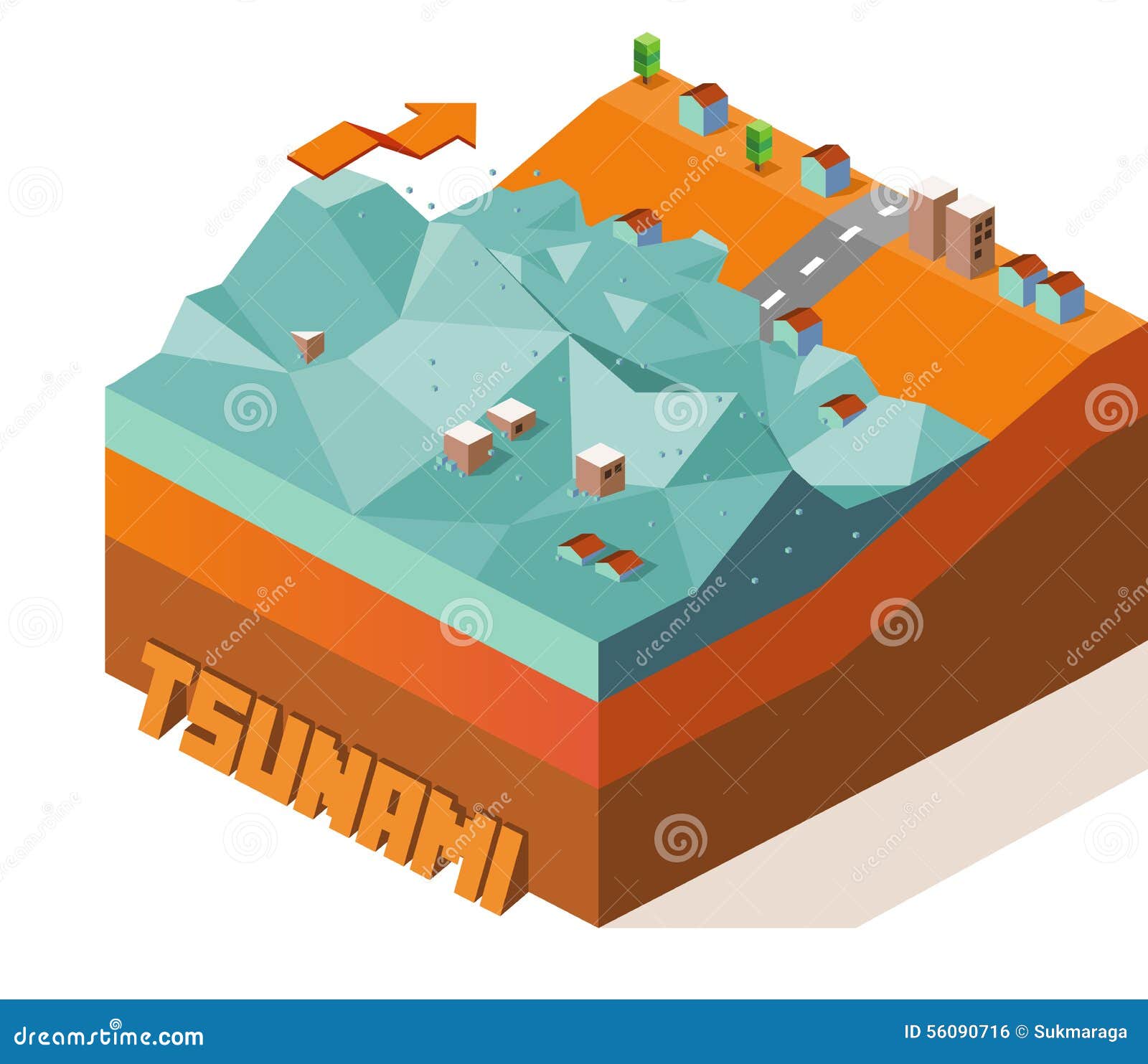 Tsunami stock illustration. Illustration of crashing - 56090716