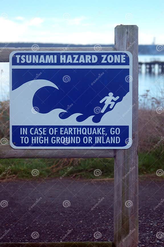 Tsunami hazard zone sign stock image. Image of pacific - 541521