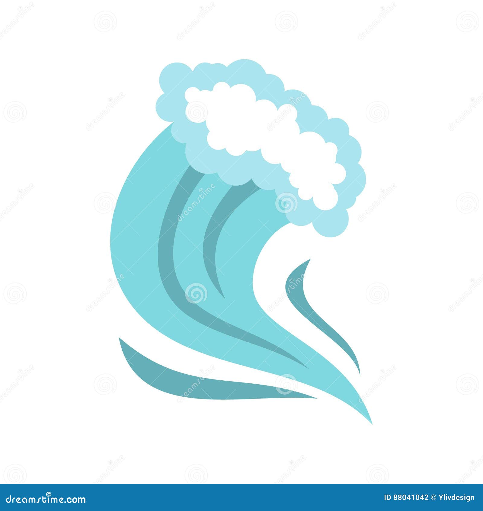 Tsunami Icon With Text In Simple Flat Style. Sea Wave And Tropical ...