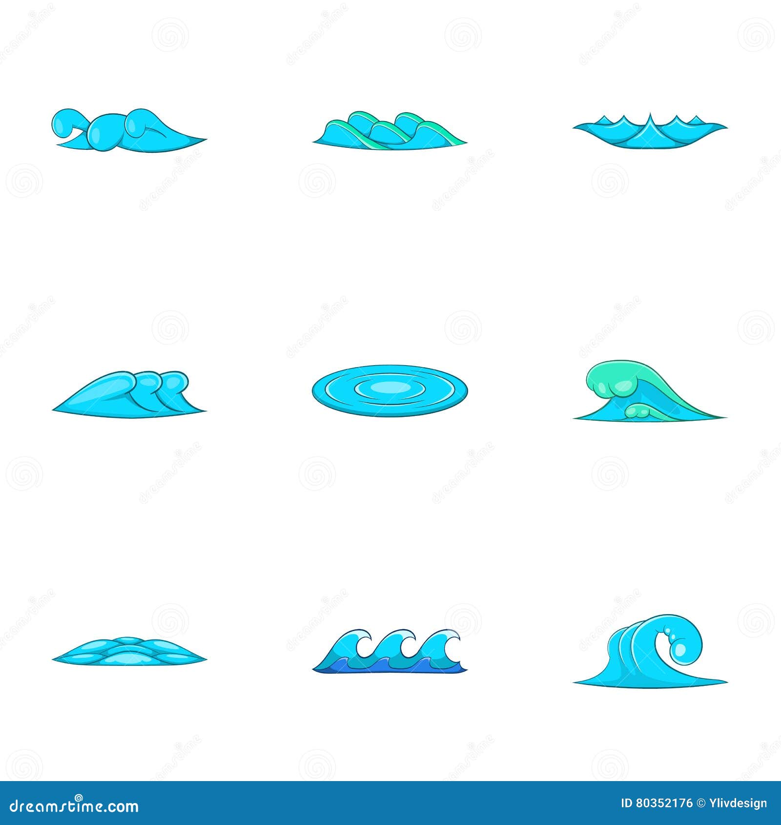 Tsunami Icons Set, Cartoon Style Stock Vector - Illustration of ocean ...