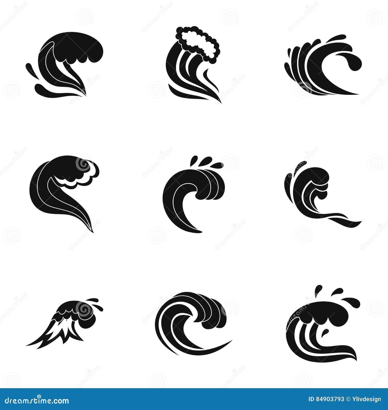 Tsunami Icons Set, Simple Style Stock Vector - Illustration of noise ...