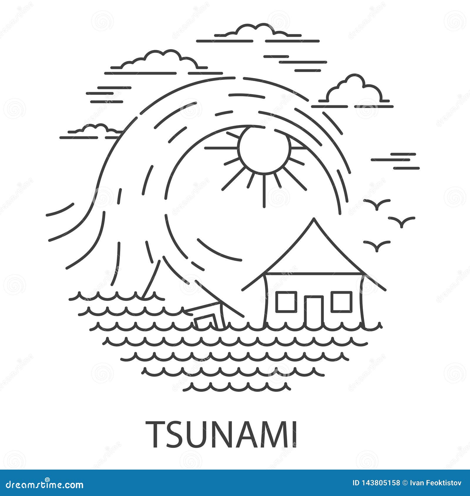 Tsunami Natural Disaster stock vector. Illustration of extreme - 143805158