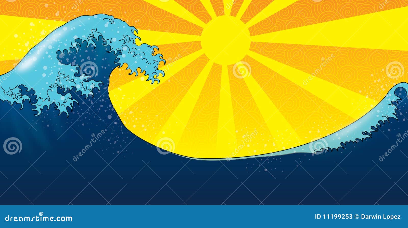 Tsunami over the sun stock illustration. Illustration of cool - 11199253