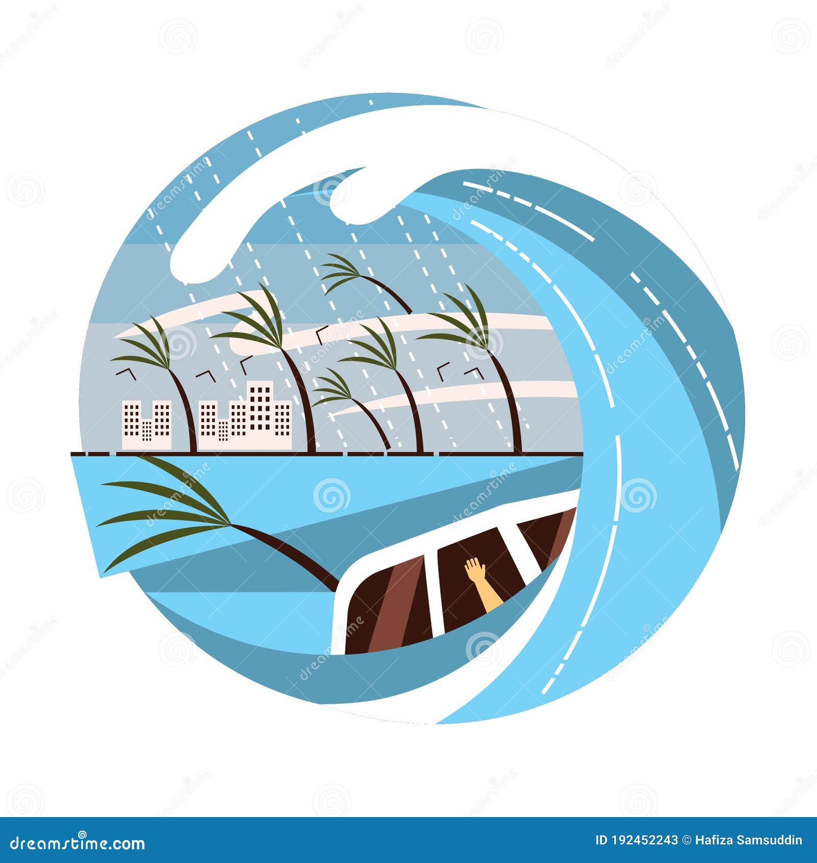 Tsunami Vector Illustration Concept. Vector Illustration Decorative ...