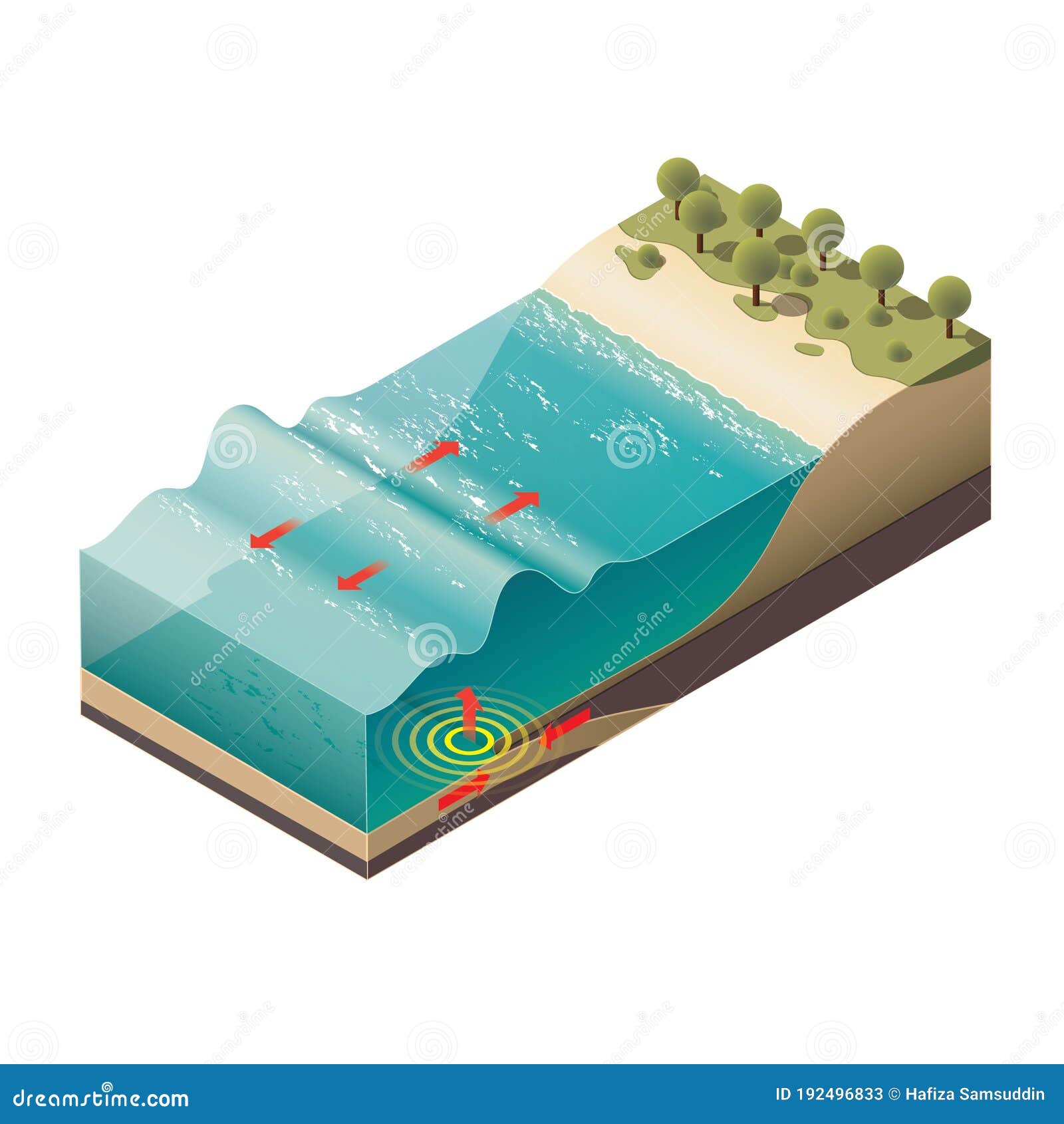 Tsunami Vector Illustration. Labeled Educational Big Ocean Wave ...