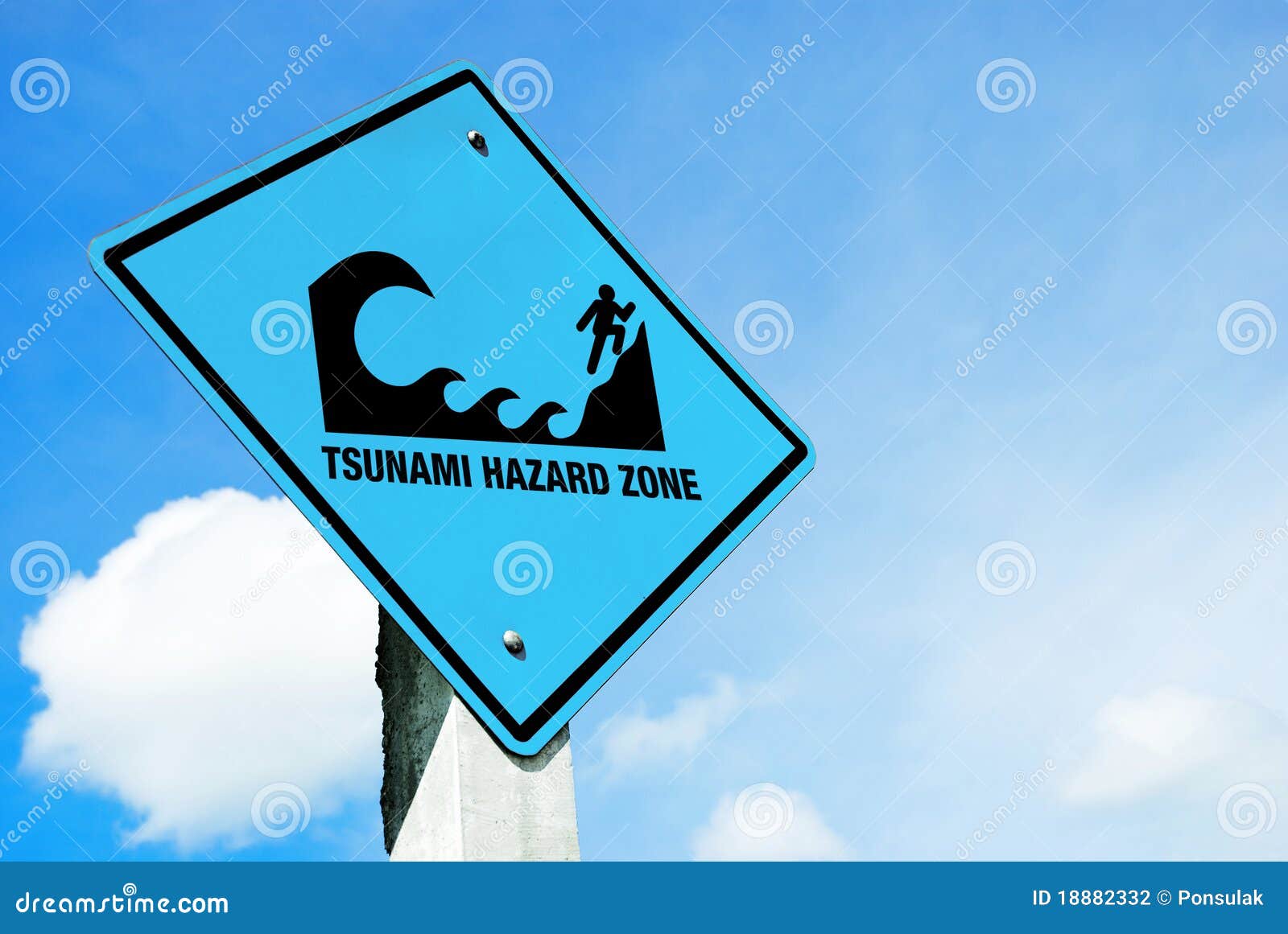 Tsunami warning sign stock photo. Image of background - 18882332
