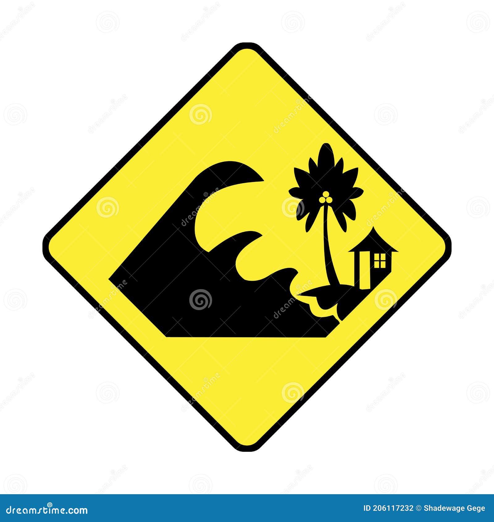 Tsunami Warning Sign Or Warning Sign Tsunami Isolated On White ...