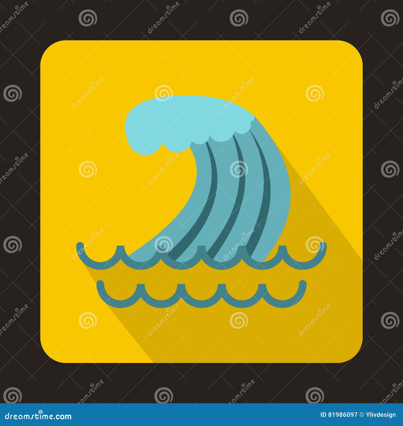 Tsunami Wave Icon in Flat Style Stock Vector - Illustration of coast ...