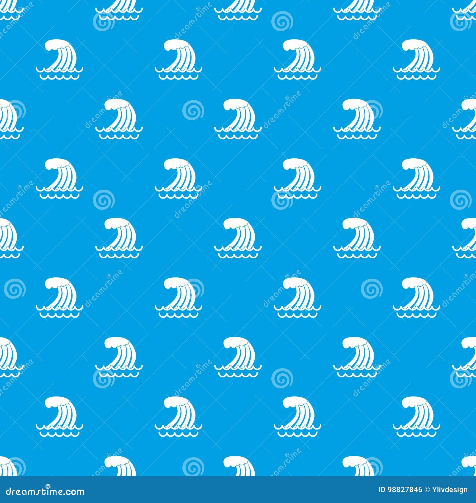 Tsunami Wave Pattern Seamless Blue Stock Vector - Illustration of ...