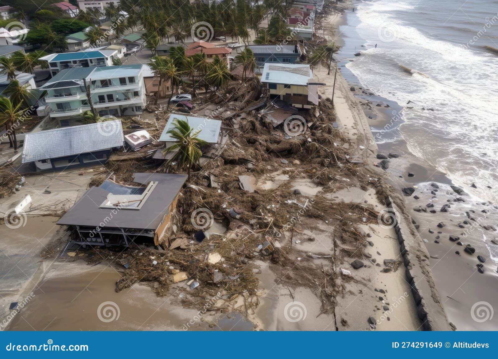 Tsunami Waves Battering Beachside Hotels and Resorts, Causing Massive ...