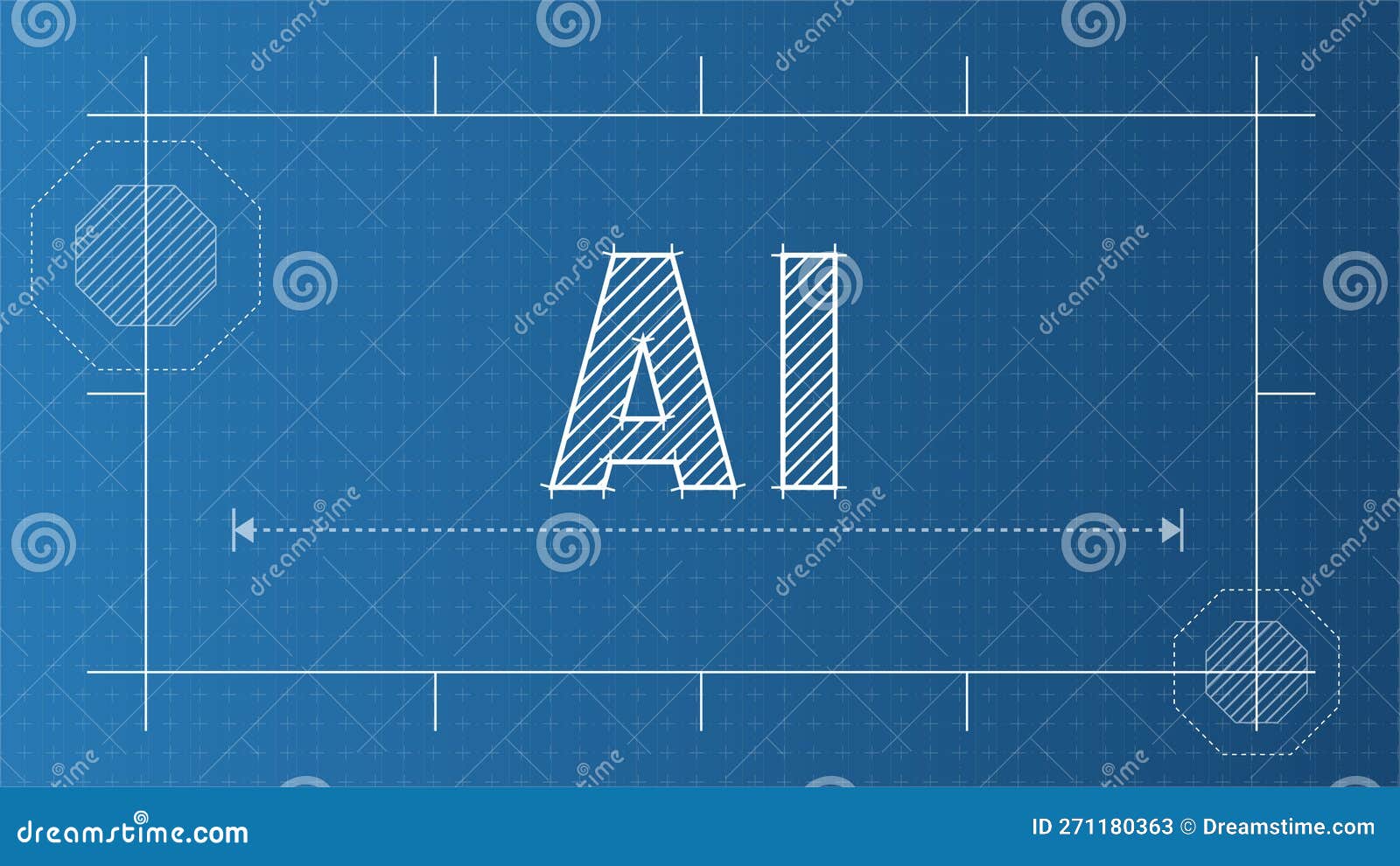 Artificial Intelligence Blog Post Image. Blueprint Style Typography ...