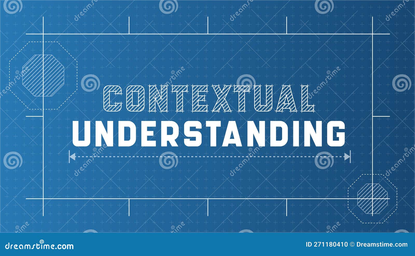 Contextual Understanding Banner Background. Blueprint Style Typography ...