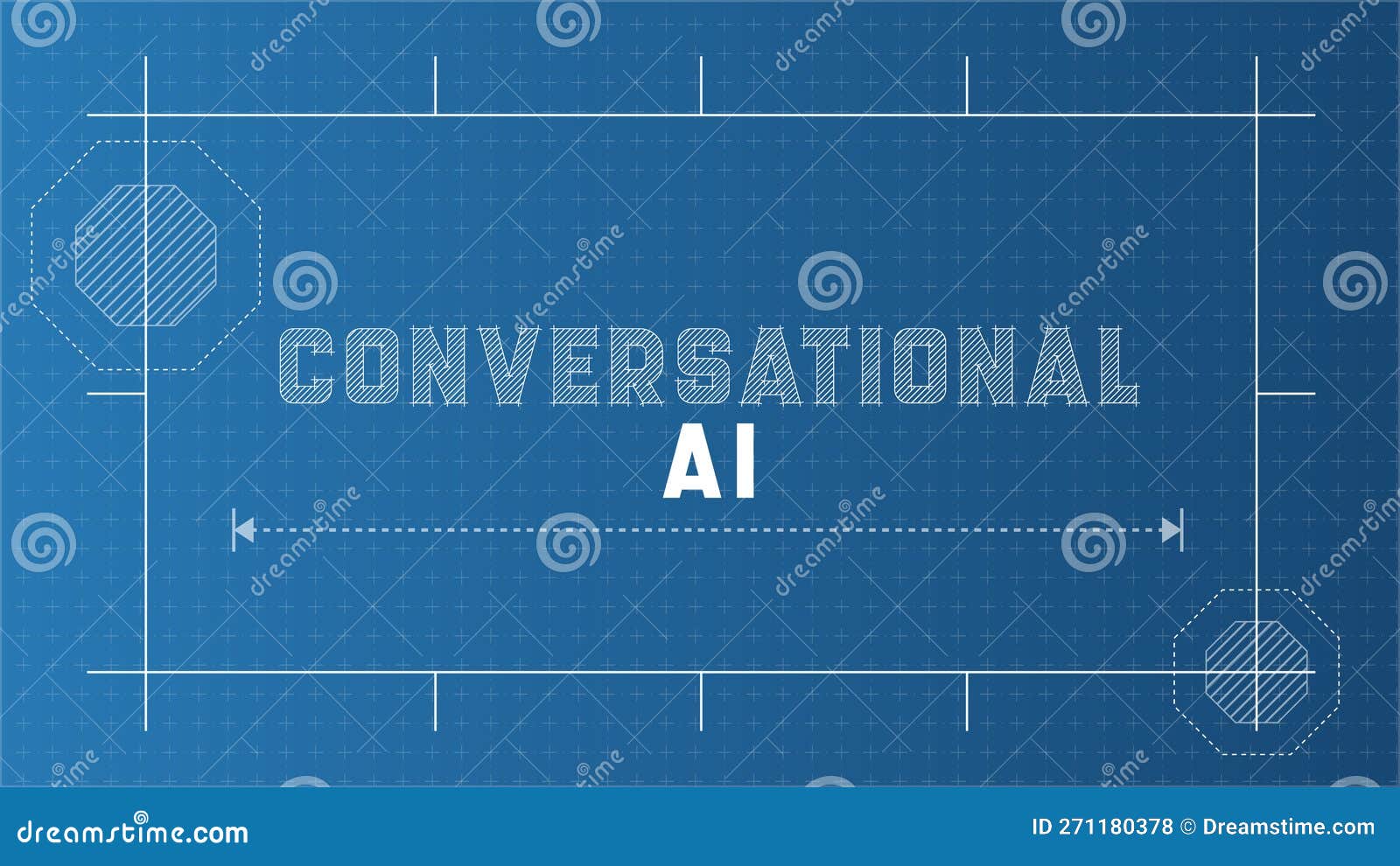 Conversational Ai Banner Background. Blueprint Style Typography For AI ...