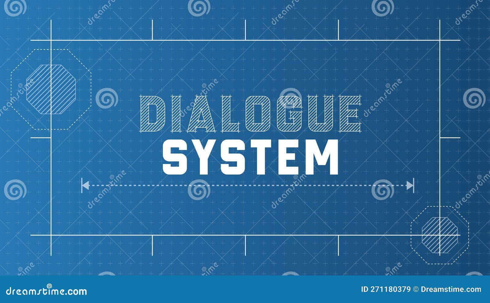 Dialog System Banner Background. Blueprint Style Typography for AI ...