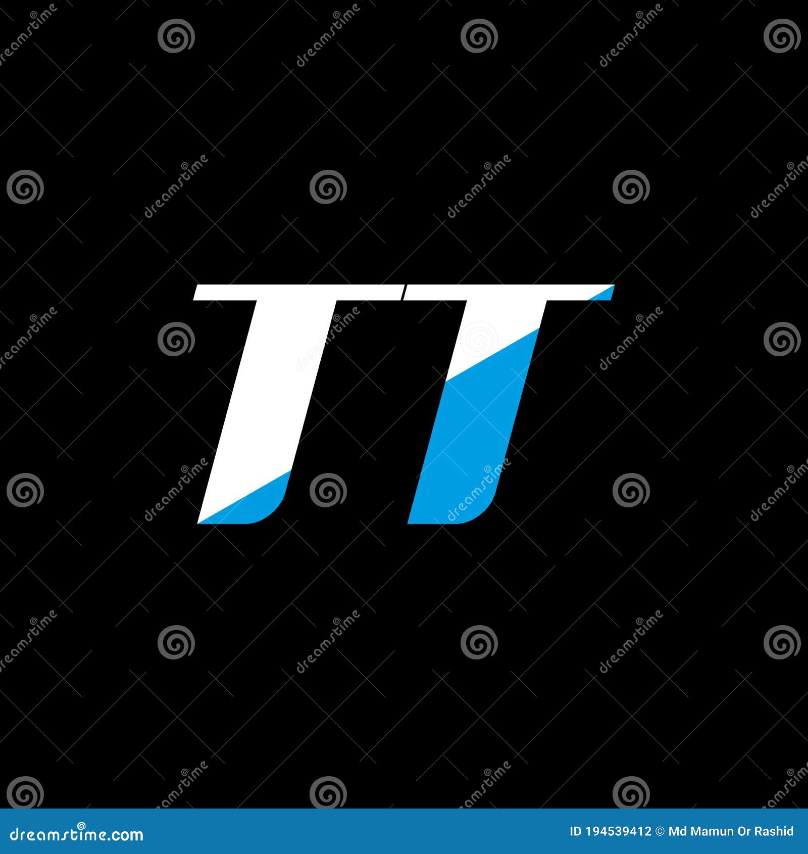 TT Letter Logo Design on Black Background. TT Creative Initials Letter ...