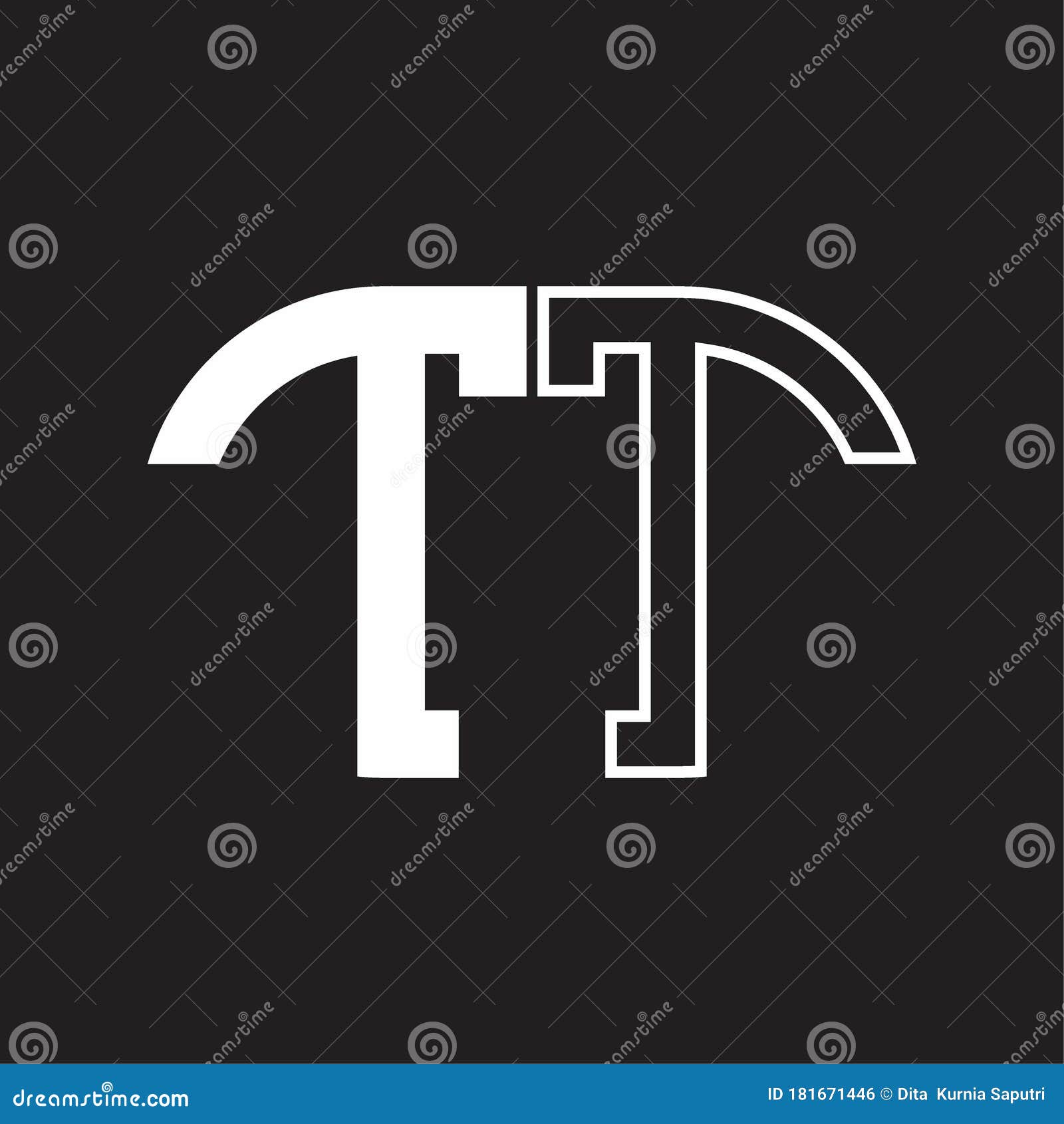 TT Letter Logo Monogram with Oval Shape Negative Space Design Template ...