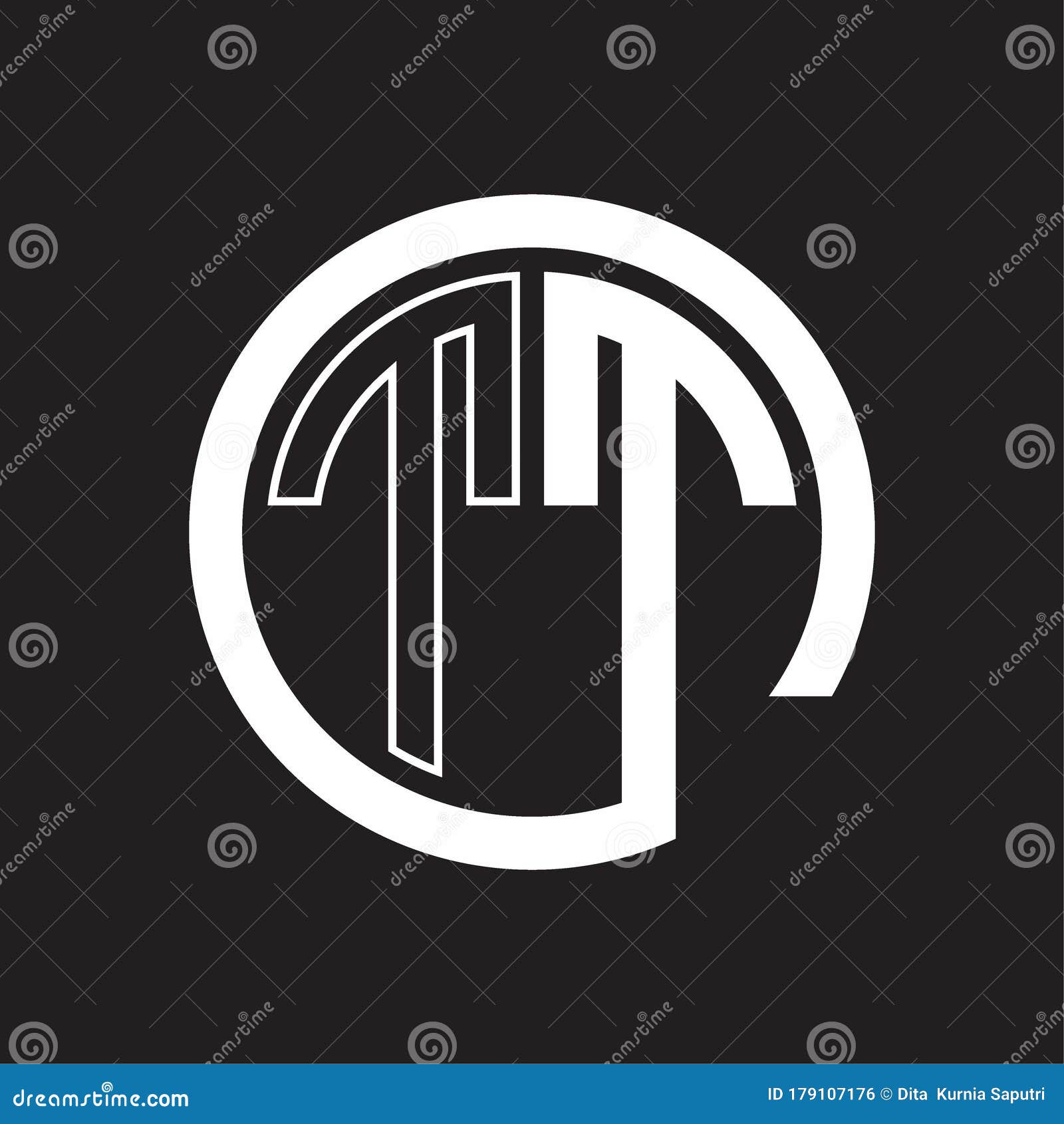 TT Logo with Circle Rounded Negative Space Design Template Stock Vector ...