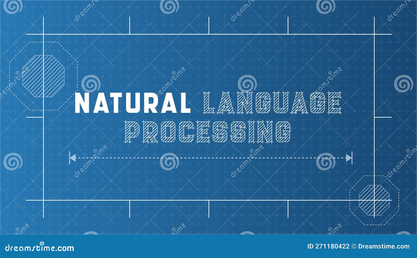 Natural Language Processing Banner Background. Blueprint Style ...