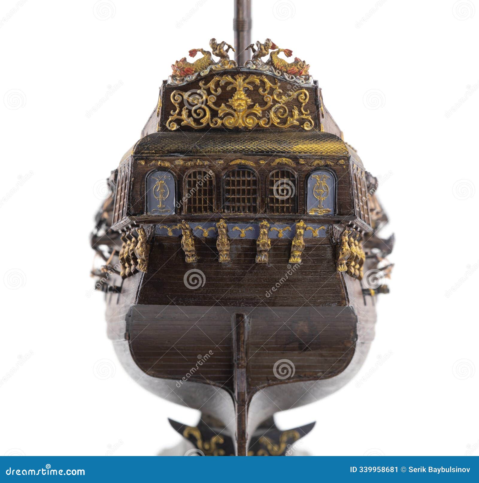 The Bow of a Pirate Ship Isolated on White Stock Image - Image of deck ...