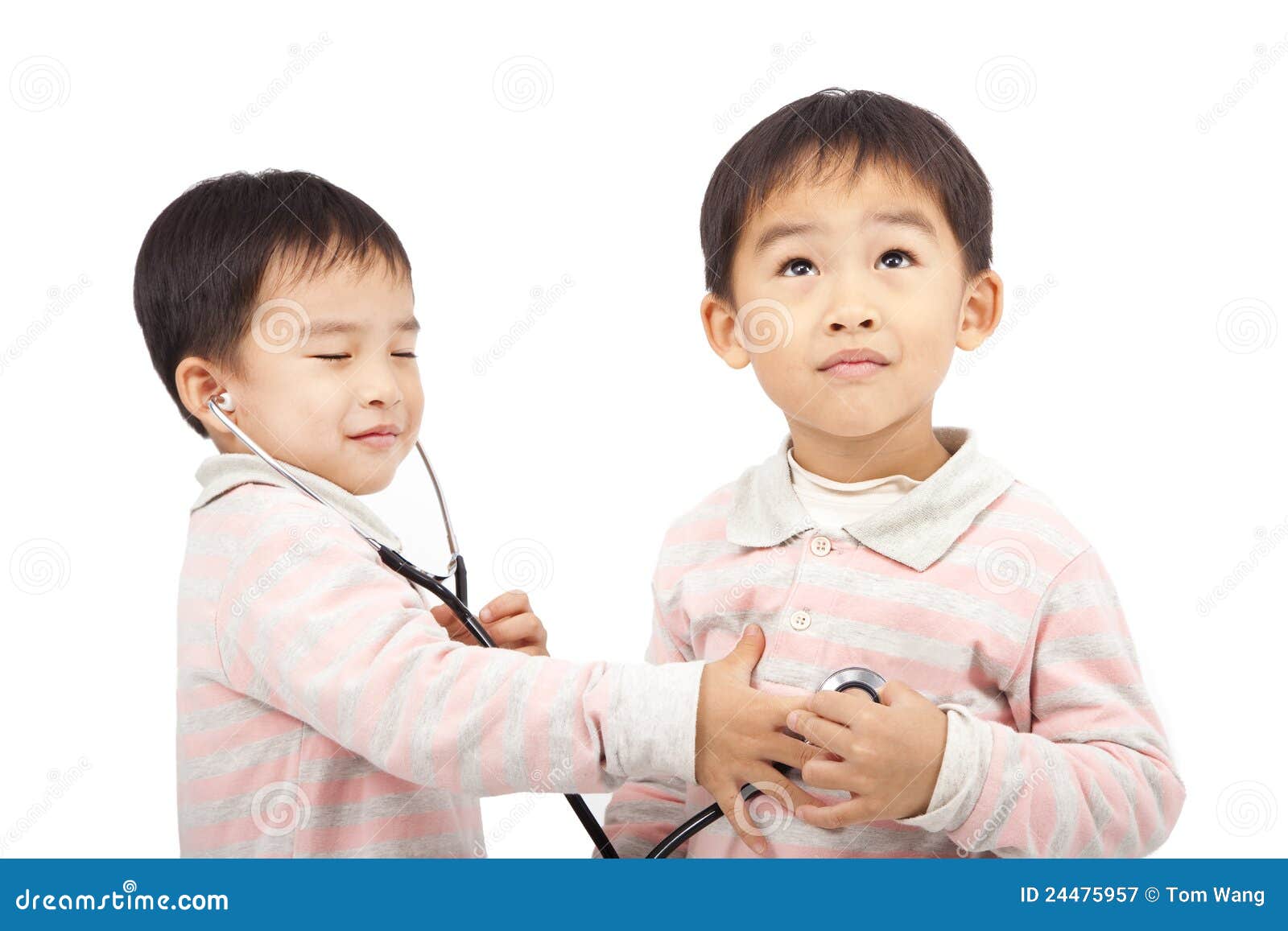 Ttwo Boys Using Stethoscope Check Stock Image - Image of doctor ...