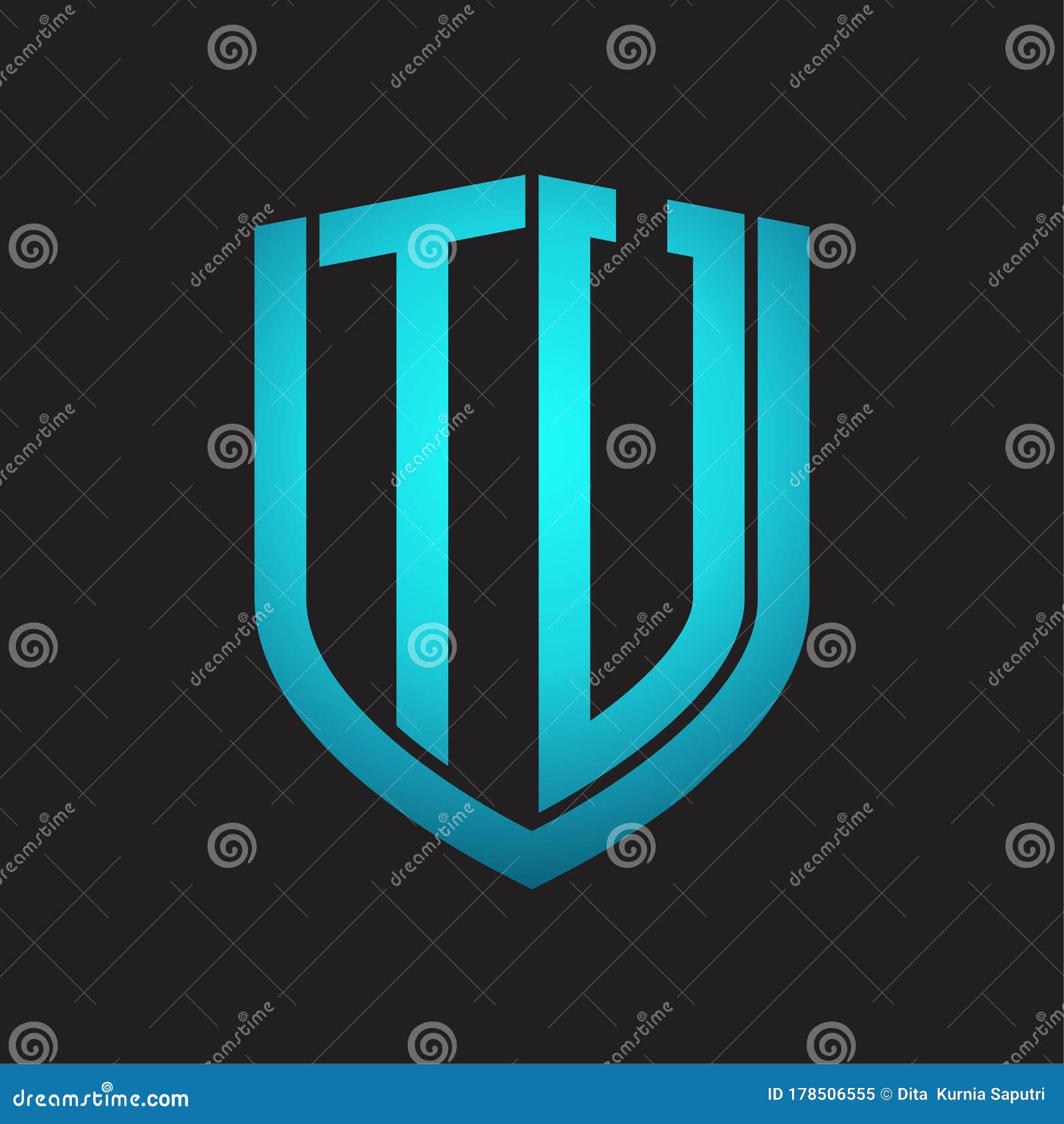 TU Logo Monogram with Emblem Shield Design Isolated with Blue Colors on ...