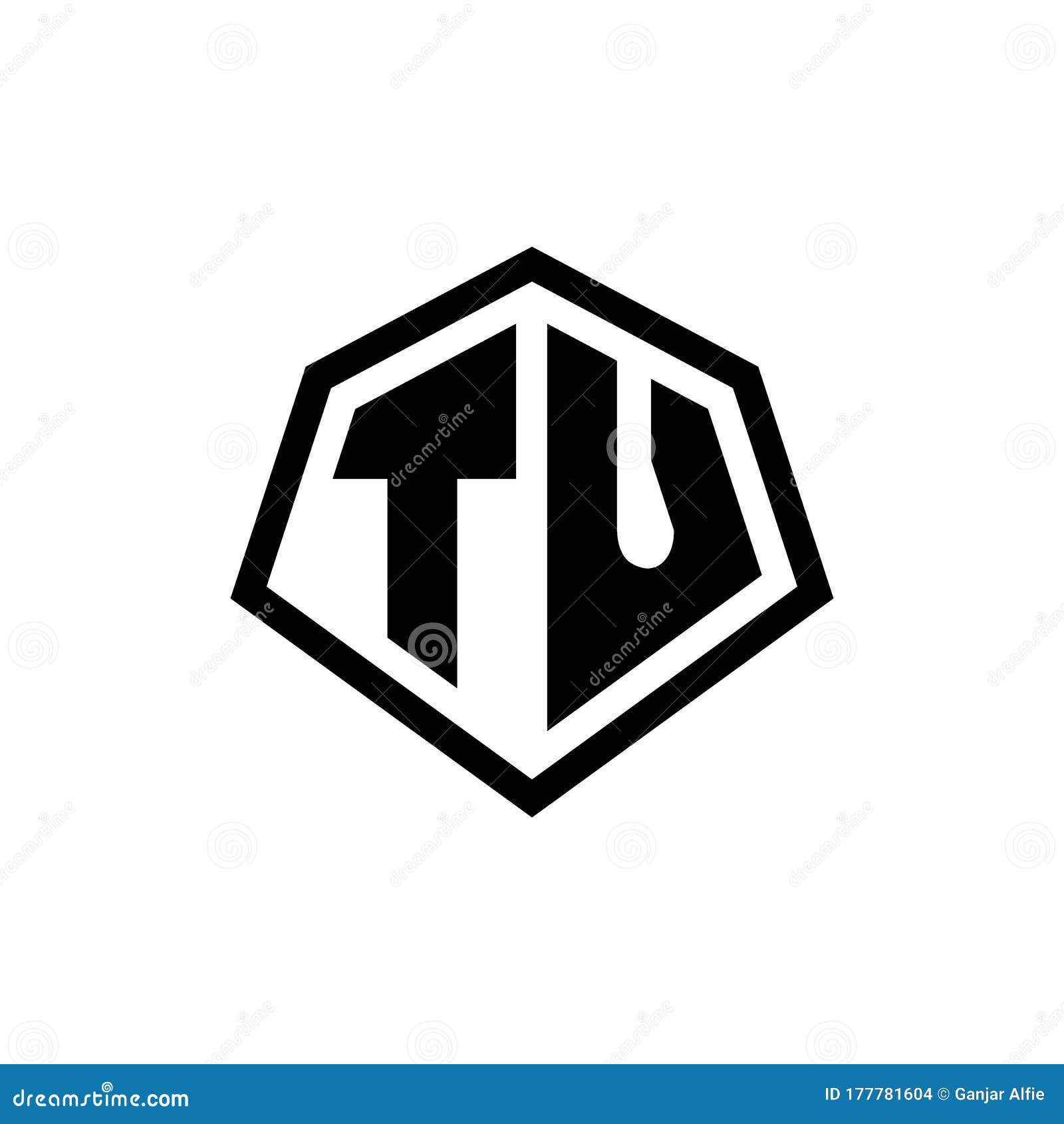 TU Monogram Logo with Hexagon Shape and Line Rounded Style Design ...