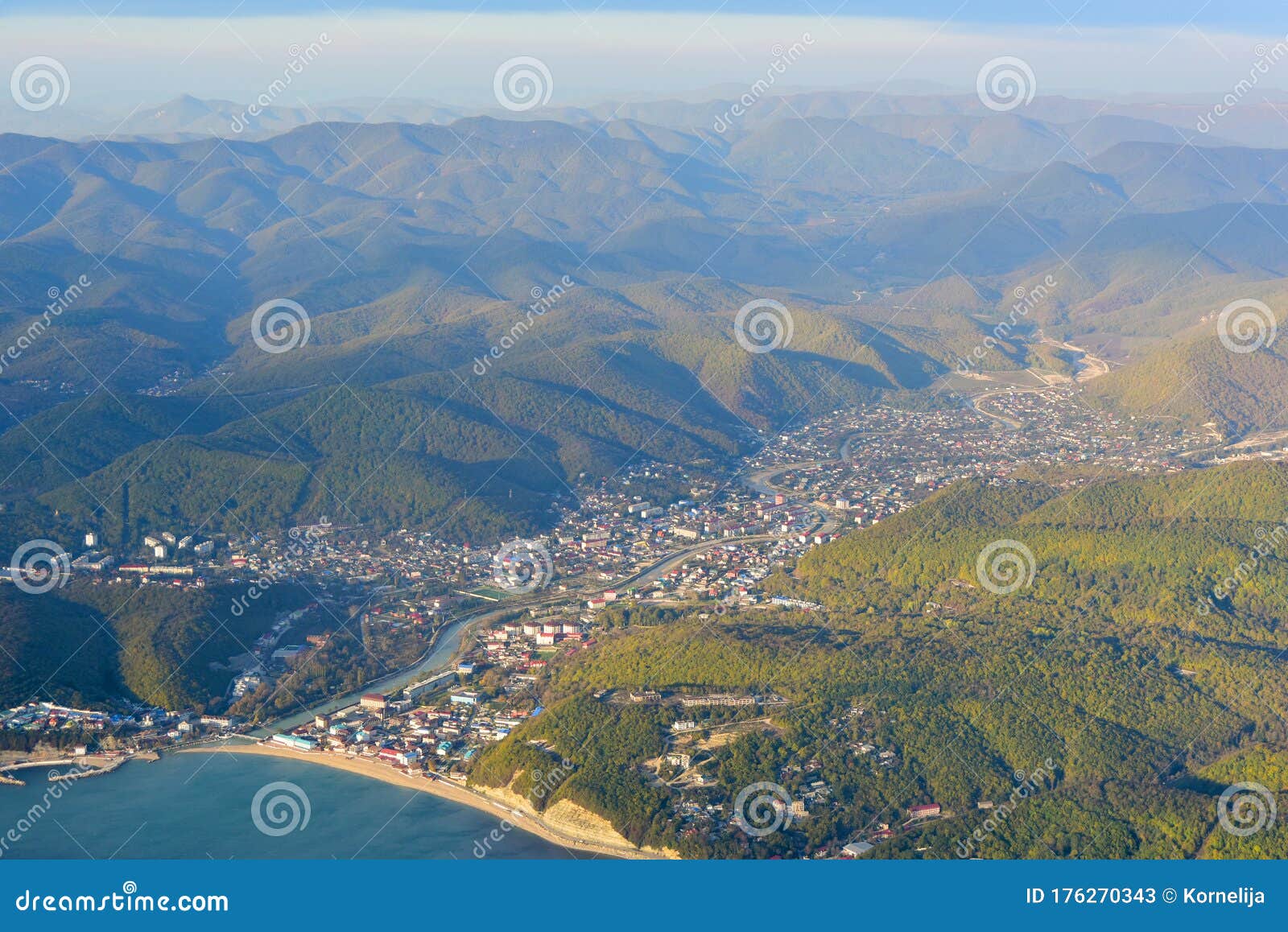 Tuapse district, top view stock image. Image of beach - 176270343