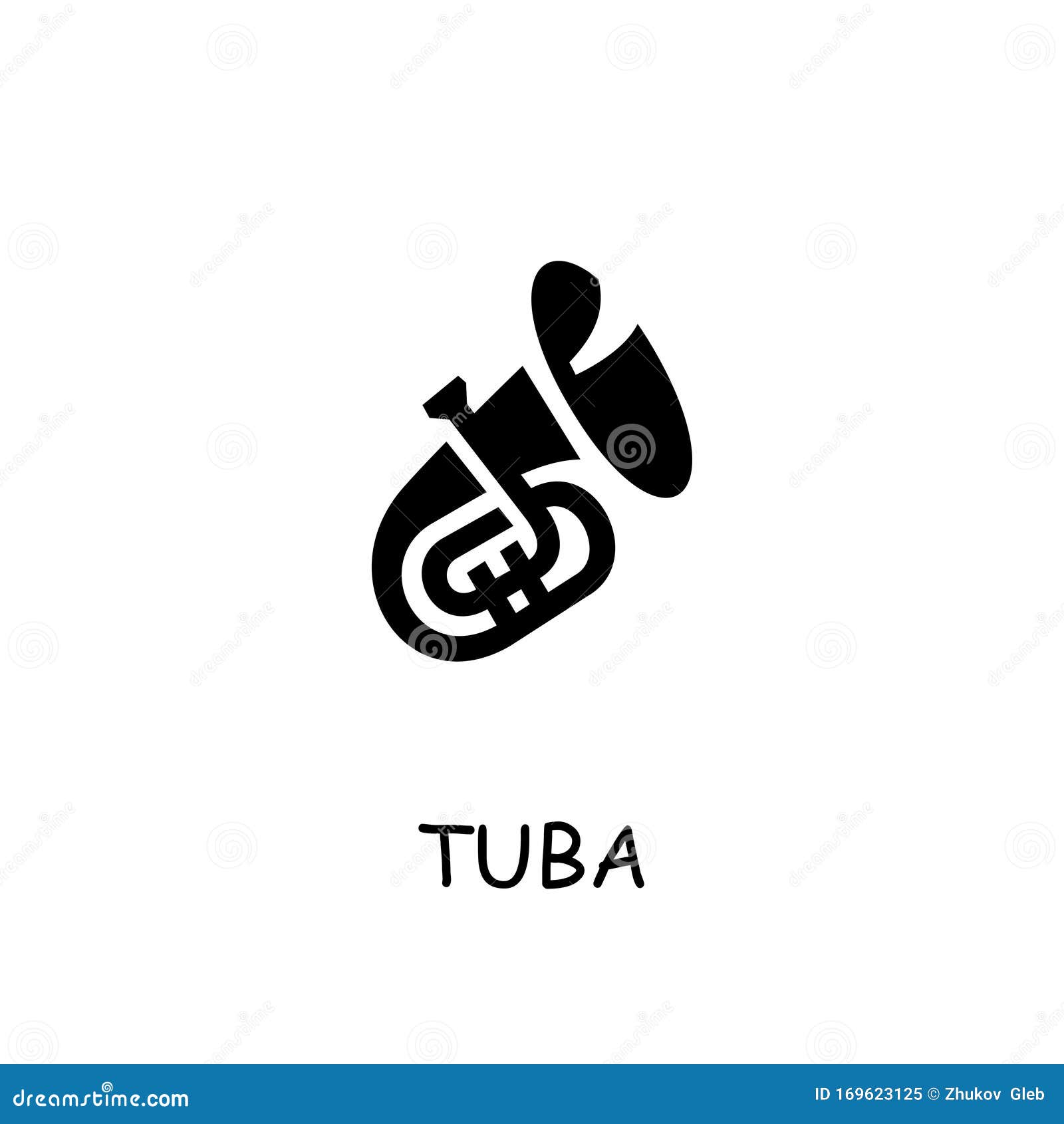Tuba flat vector icon stock illustration. Illustration of culture ...