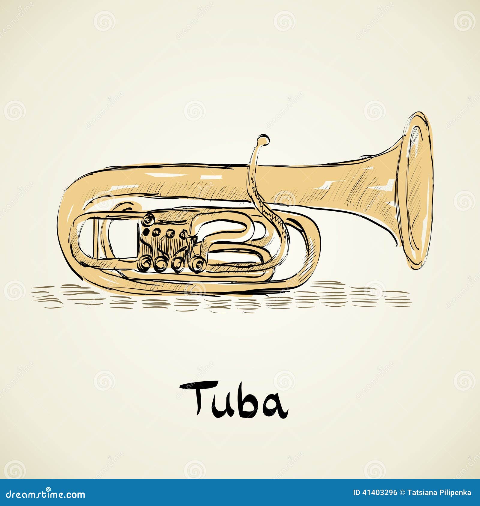 Tuba musical ilustração do vetor. Ilustração de metal - 41403296