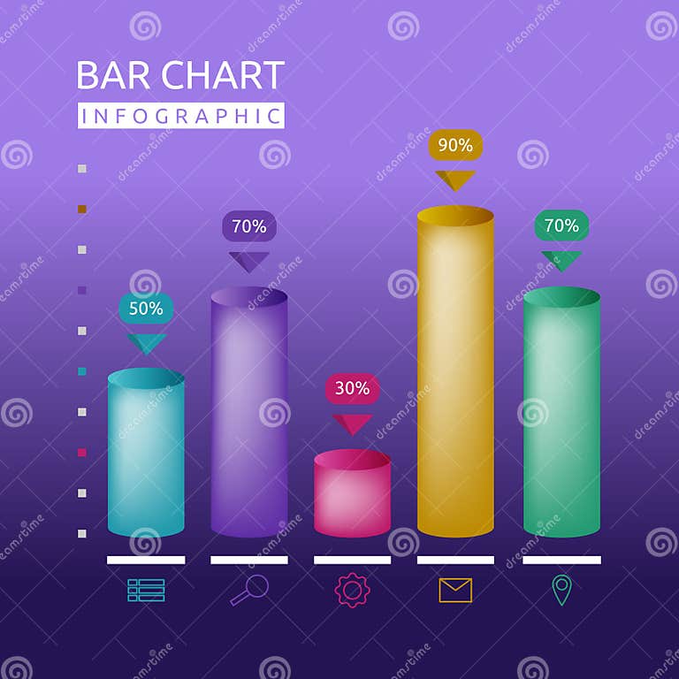 Tube Bar Graph Chart Statistic Data Infographic Template Stock Vector ...
