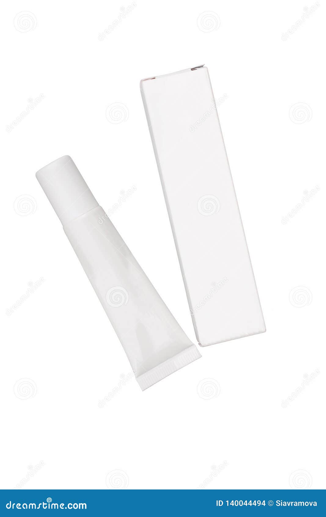 Tube and a Box in Set Isolated on White Background Stock Photo - Image ...