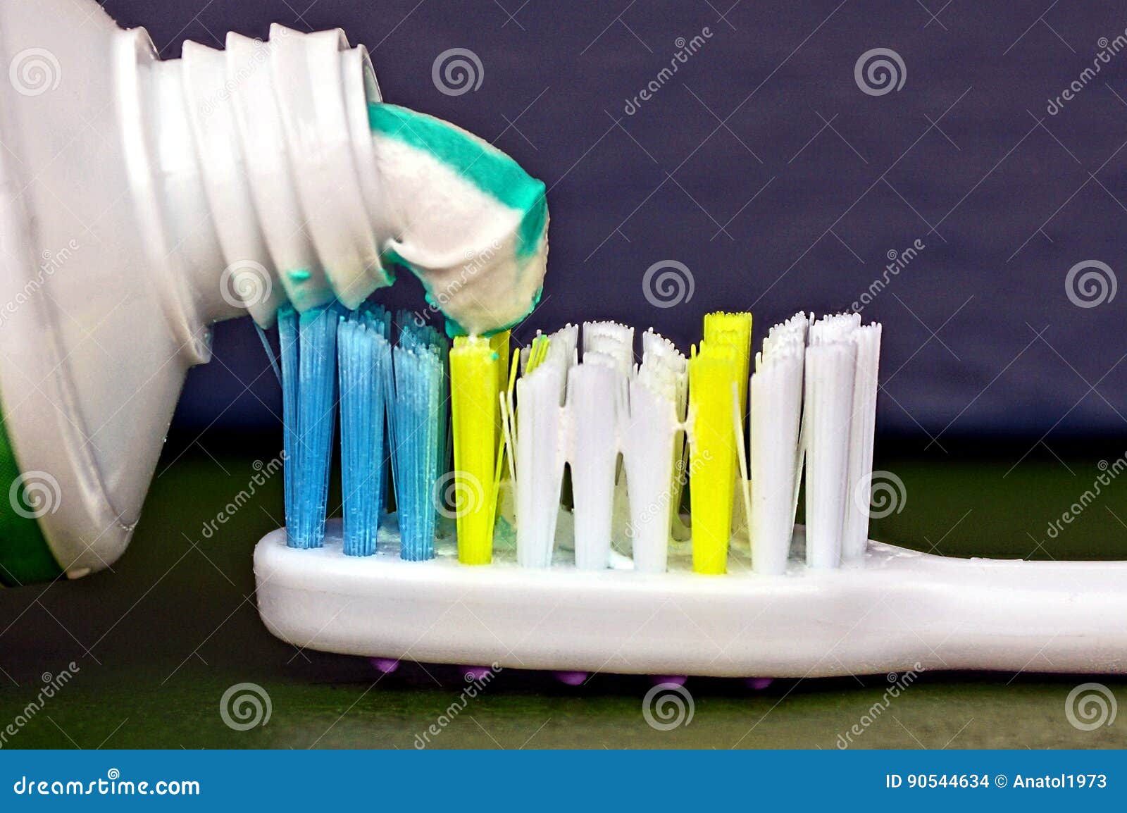 Tube with Colored Toothpaste and Part of Toothbrush Stock Photo - Image ...