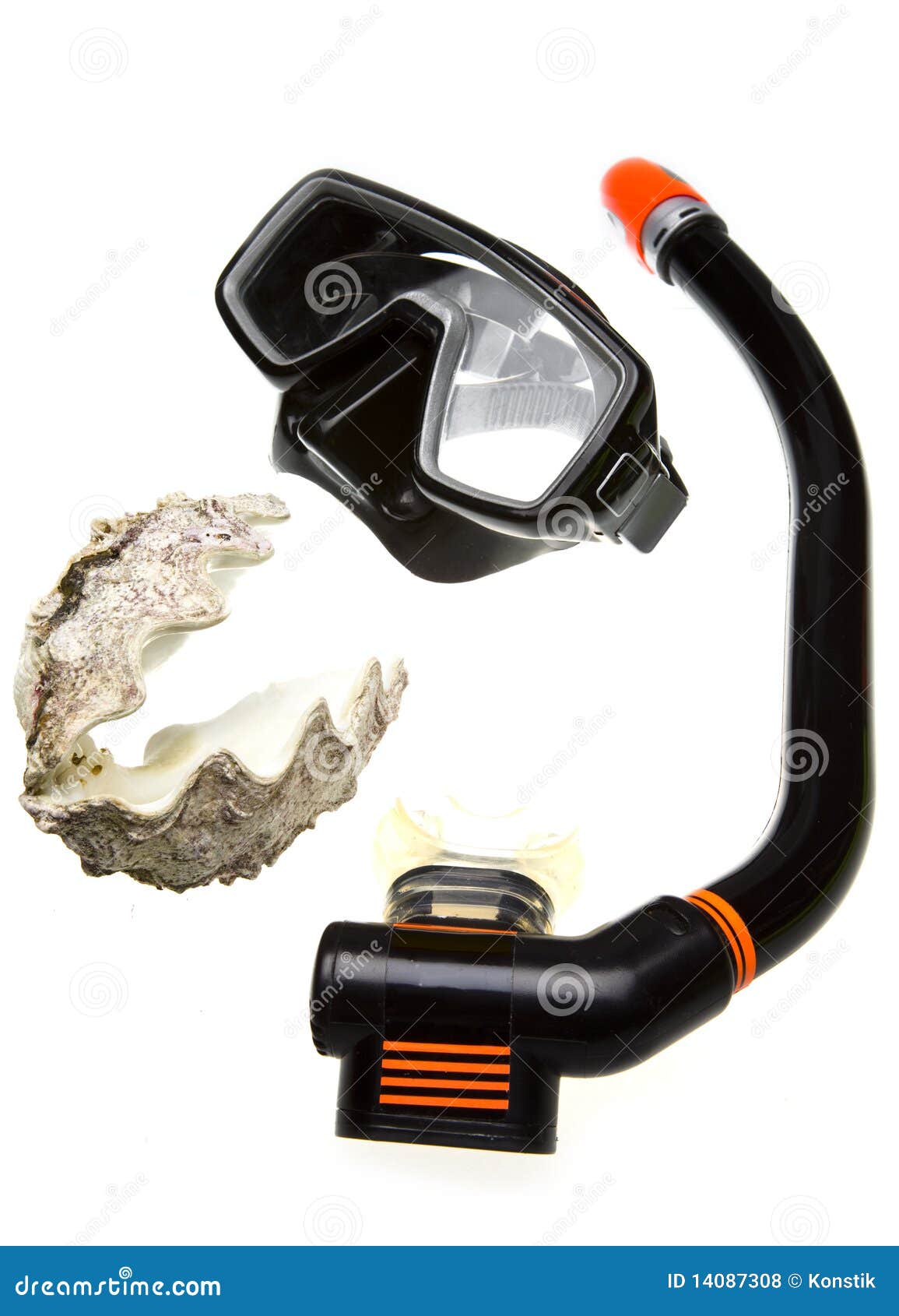 Tube for Diving (snorkel), Sea Shell and Mask Stock Photo - Image of ...